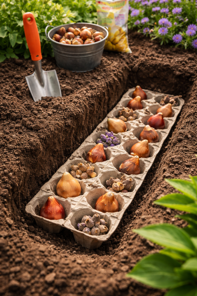 Planting Flower Bulbs Using Egg Cartons: A Simple Trench Method